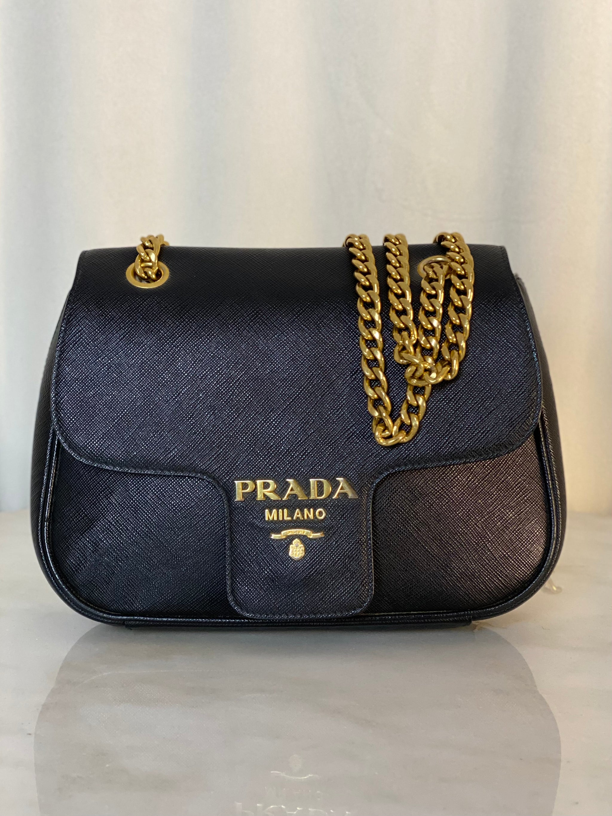 Prada Black Bag W/ Chain