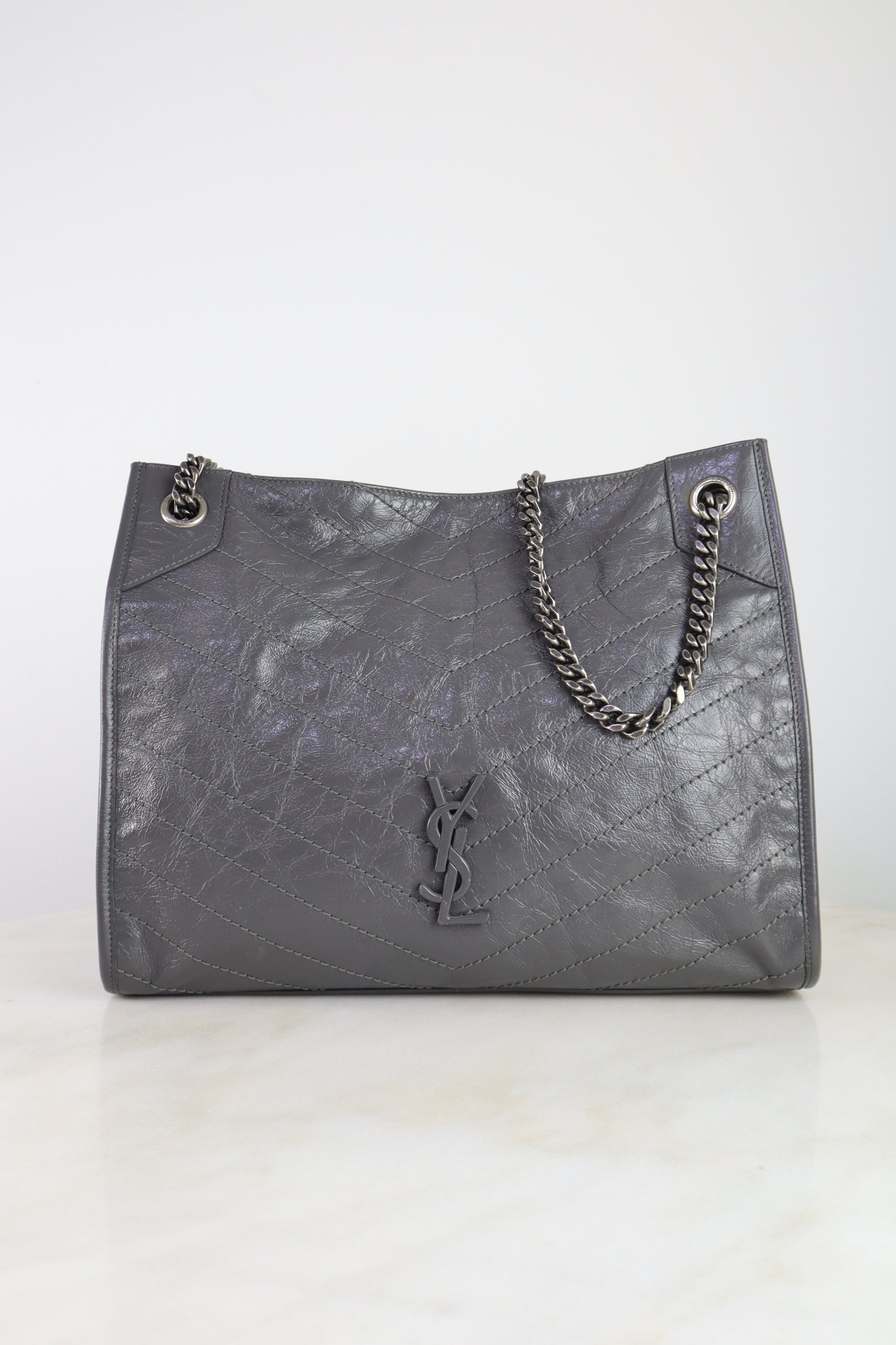 YSL Grey Medium Niki Shopping Bag