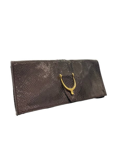 Gucci Burgundy Python Stirrup Clutch
